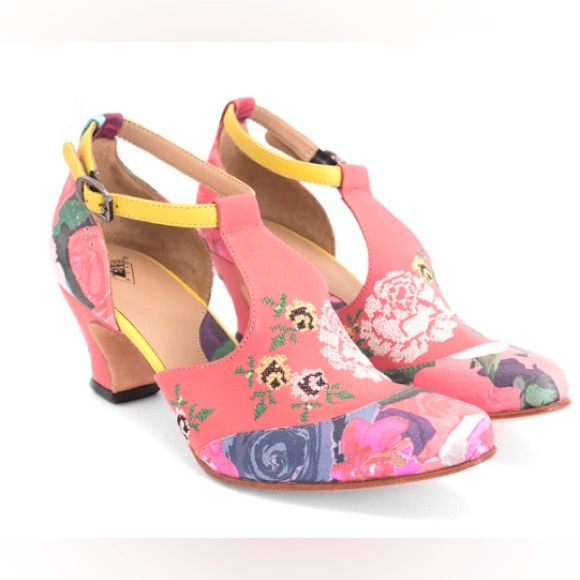 John Fluevog | Shoes | John Fluevog Rigel Tstrap Heels Floral ...